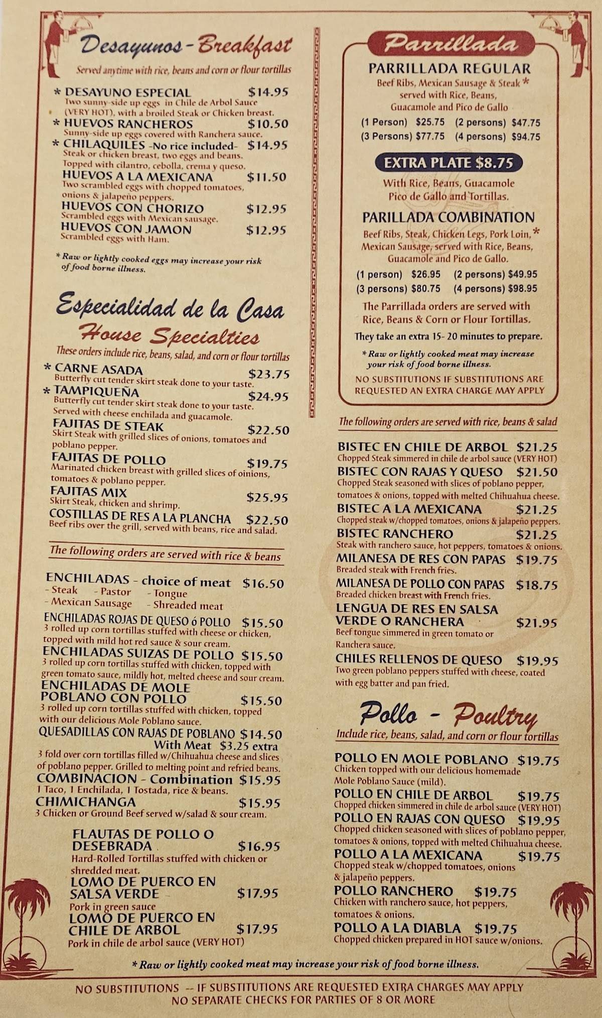 Menu at El Señorial Mexican restaurant, Milwaukee, S 31st St