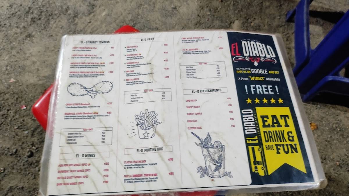 Menu at El diablo, Chennai