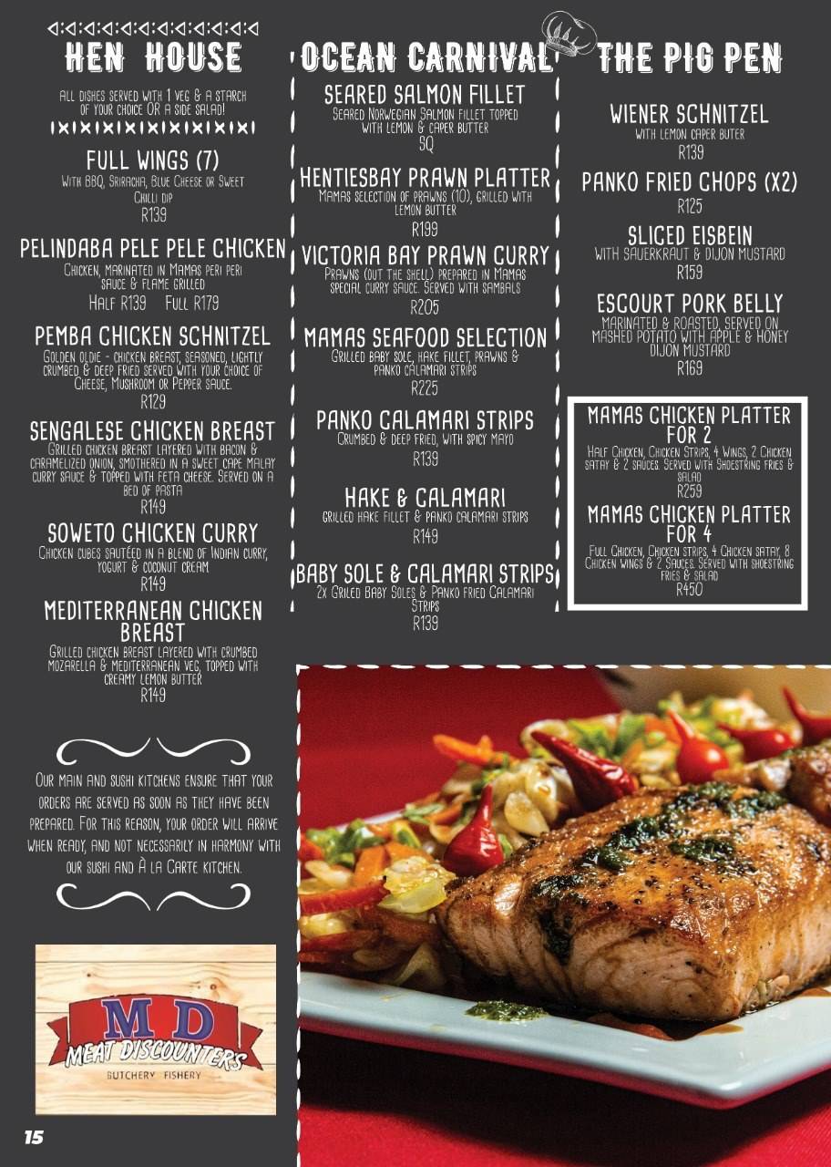Menu at Mama Lisa restaurant, Emalahleni