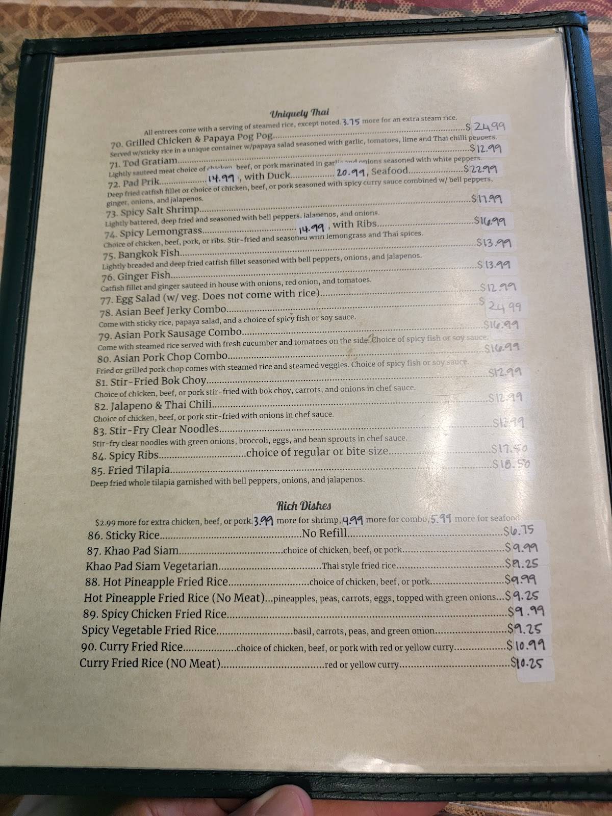 Menu at Emerald Thai Restaurant, Lakeland, US-64