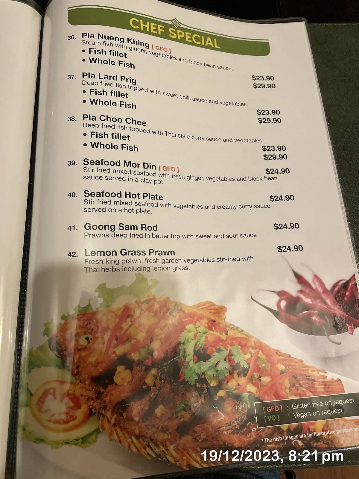 Menu at Emerald Thai Restaurant, Emerald