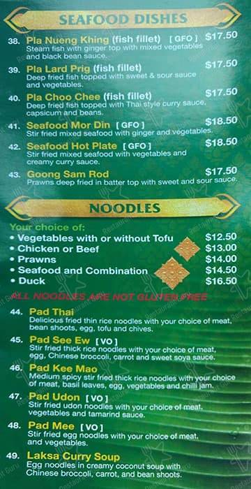 Menu at Emerald Thai Restaurant, Emerald