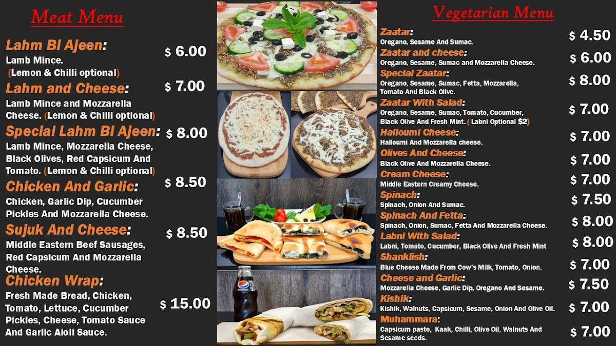 Menu at Erbil Bakery Pty Ltd, Logan Central
