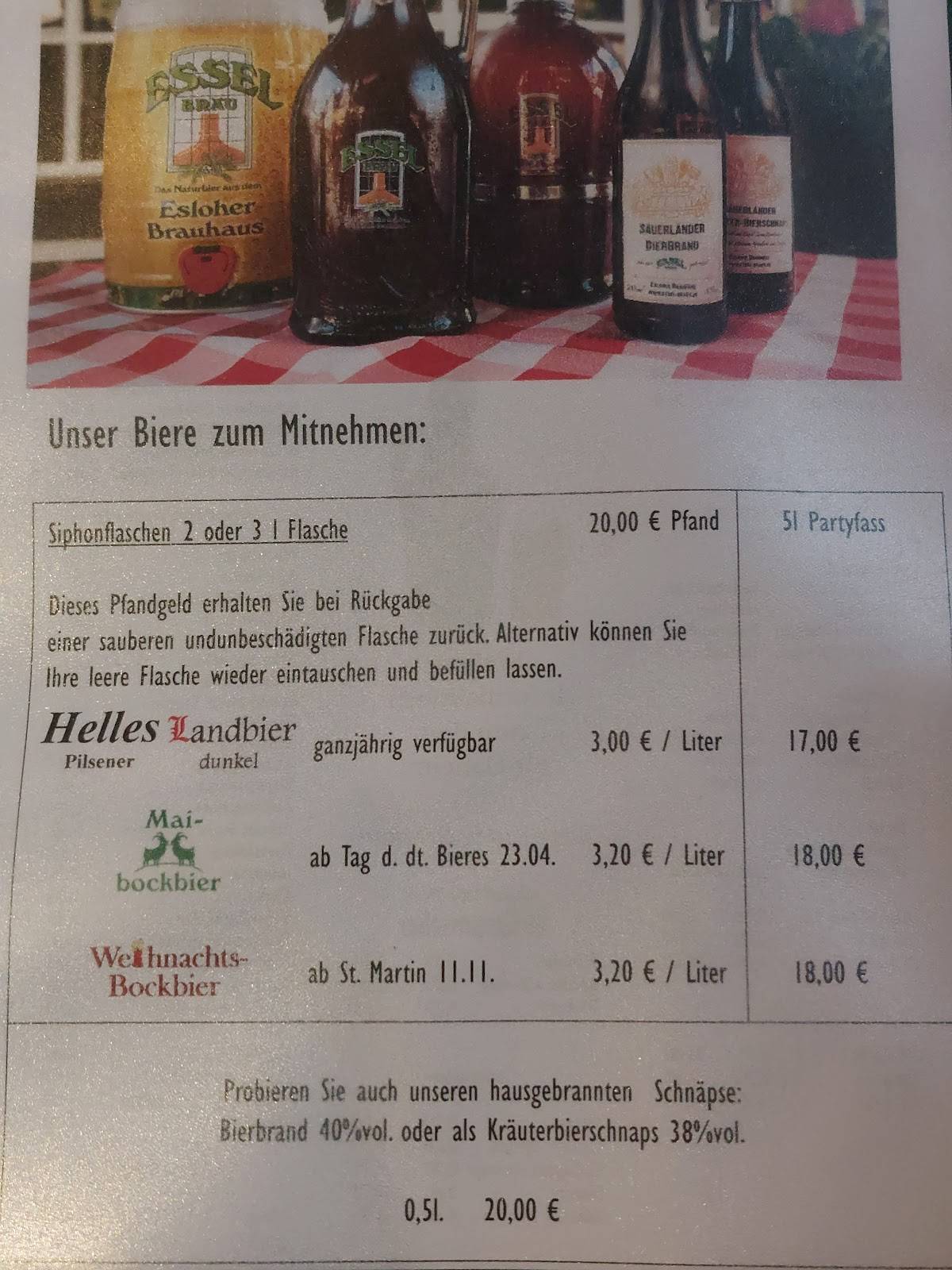 Speisekarte von Esloher Brauhaus - Essel Bräu pub & Bar, Eslohe ...
