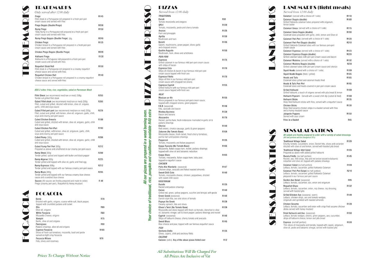 Menu at Espresso Express restaurant, Randburg