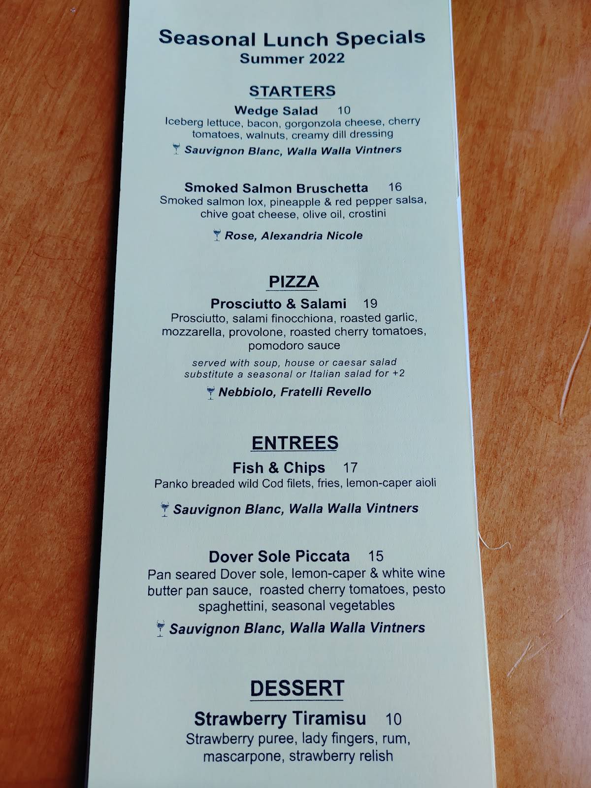 Menu at Lombardi's in Everett, Everett