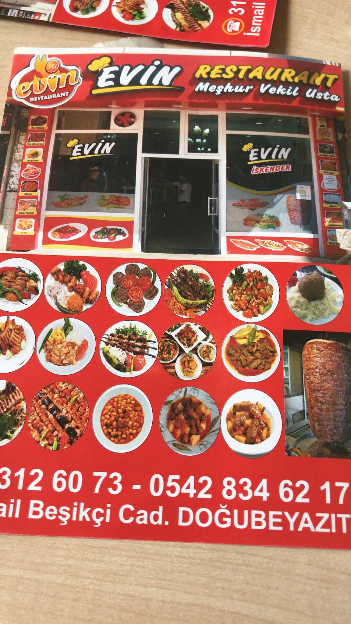 Speisekarte von Evin Restaurant, Doğubayazıt, İnegöl Cd. No:92