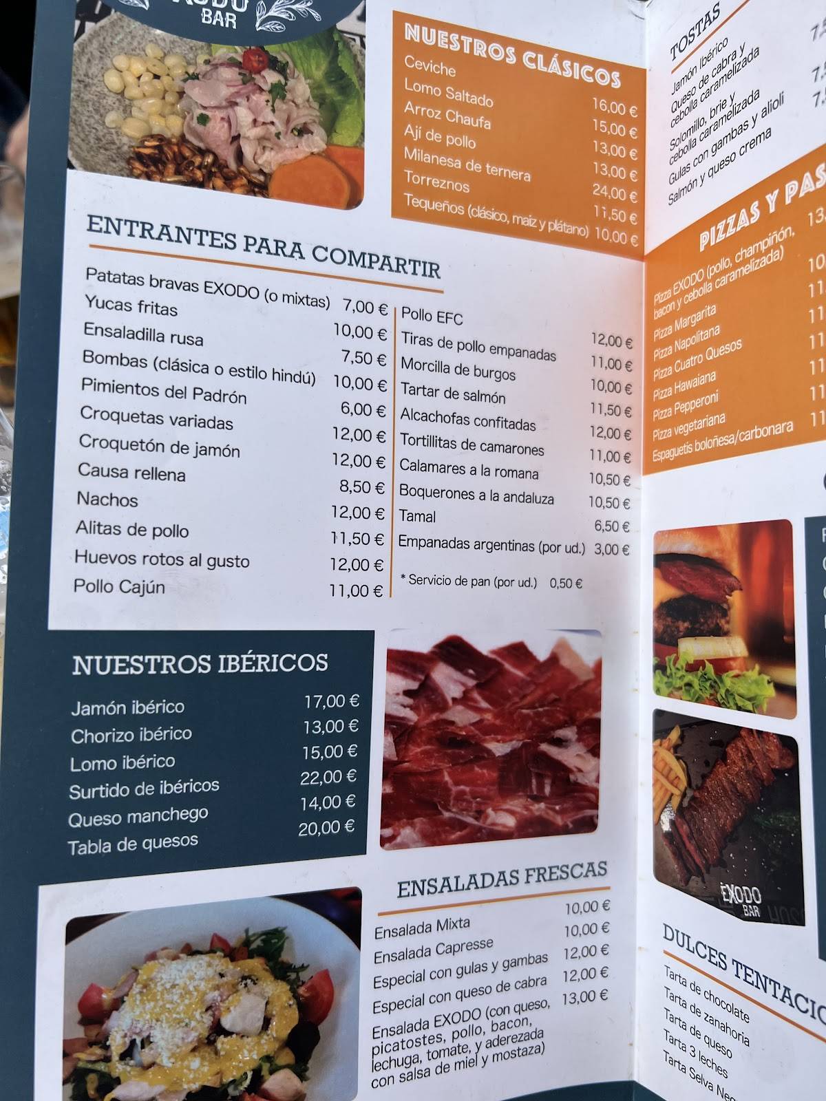 Carta de Éxodo Bar, Madrid