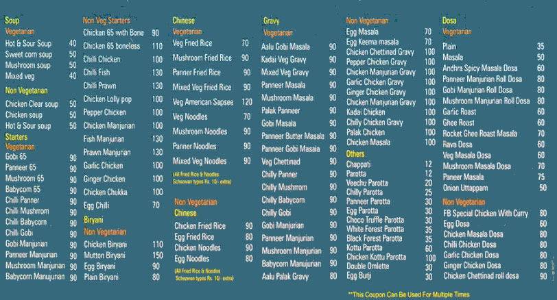 Menu at FB Cakes Siruseri, Chennai, Siruseri