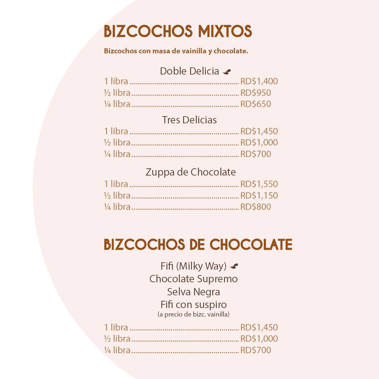 Carta de FIFI Postres Caseros, Santo Domingo, Oloff Palmer