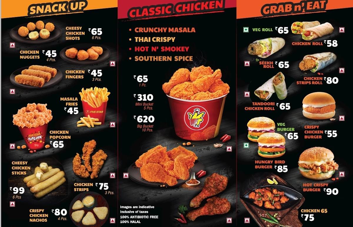 Menu at FIVE STAR CHICKEN OUTLET KALLUBALU CROSS, Jigani