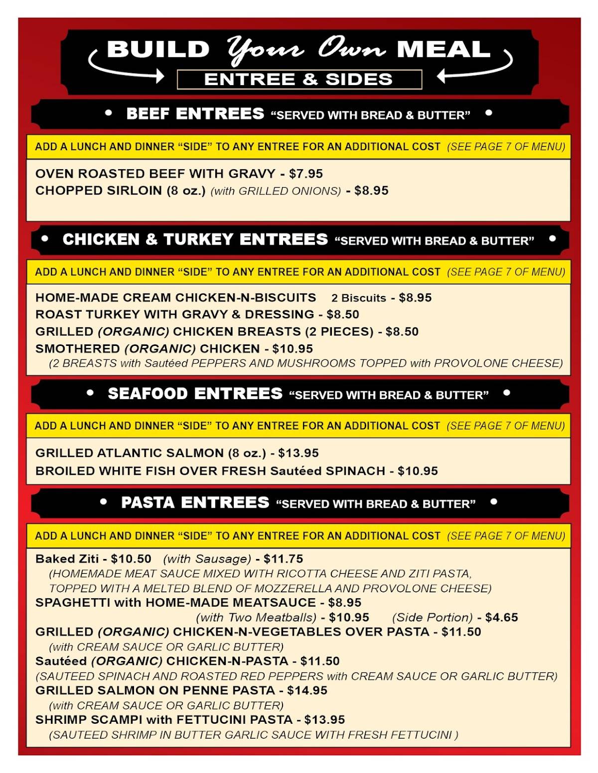 Menu at FOP restaurant, Nutter Fort