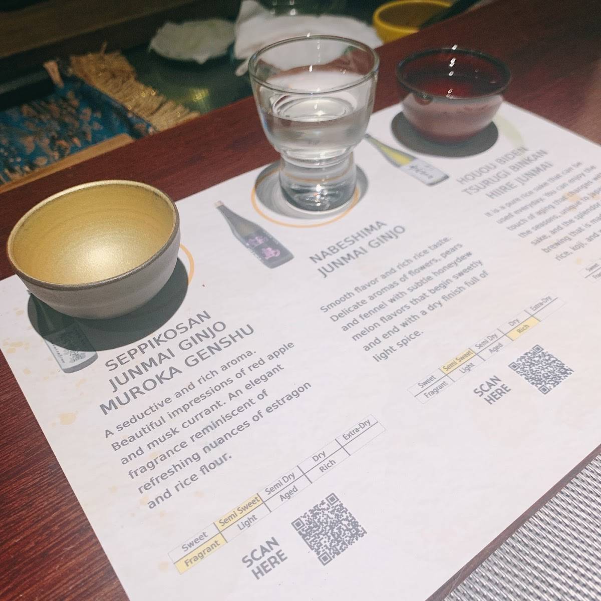 Menu at FUME Japanese Modern Cuisine restaurant, Ho Chi Minh City
