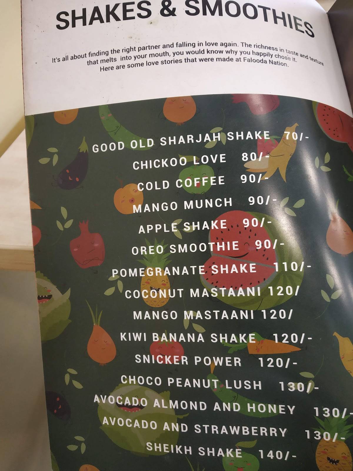 Menu at Falooda Nation Hsr Layout, Bengaluru, 191