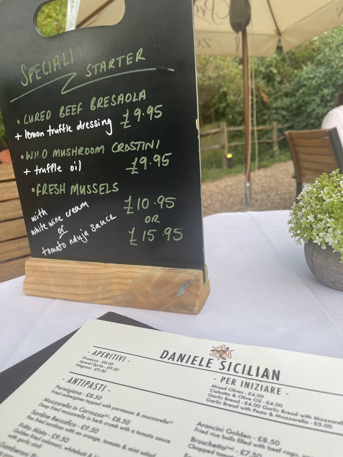 Menu at Daniele Sicilian Restaurant, Farnham