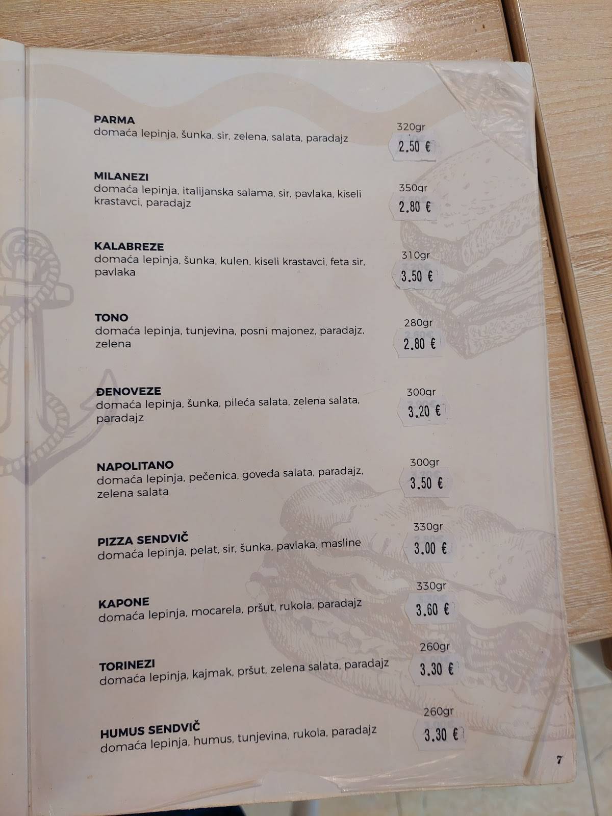 Speisekarte von Fast Food Popaj Herceg Novi, Herceg Novi