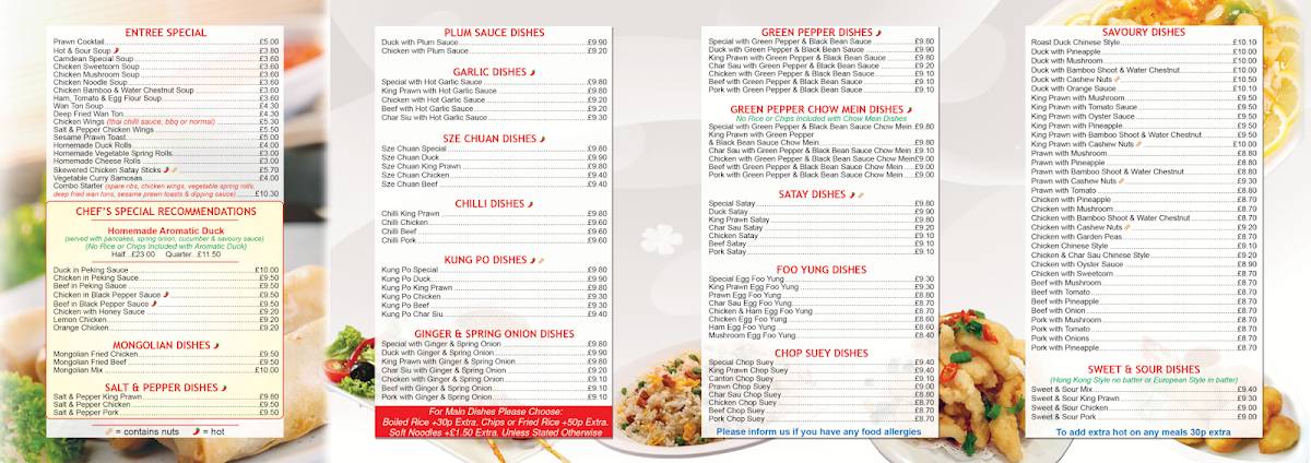 Menu at Camdean Chinese Carry Out fast food, Dunfermline