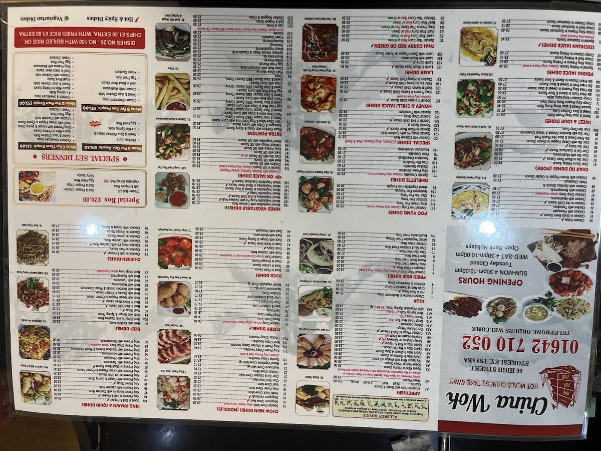 Menu at China Wok fast food, Stokesley