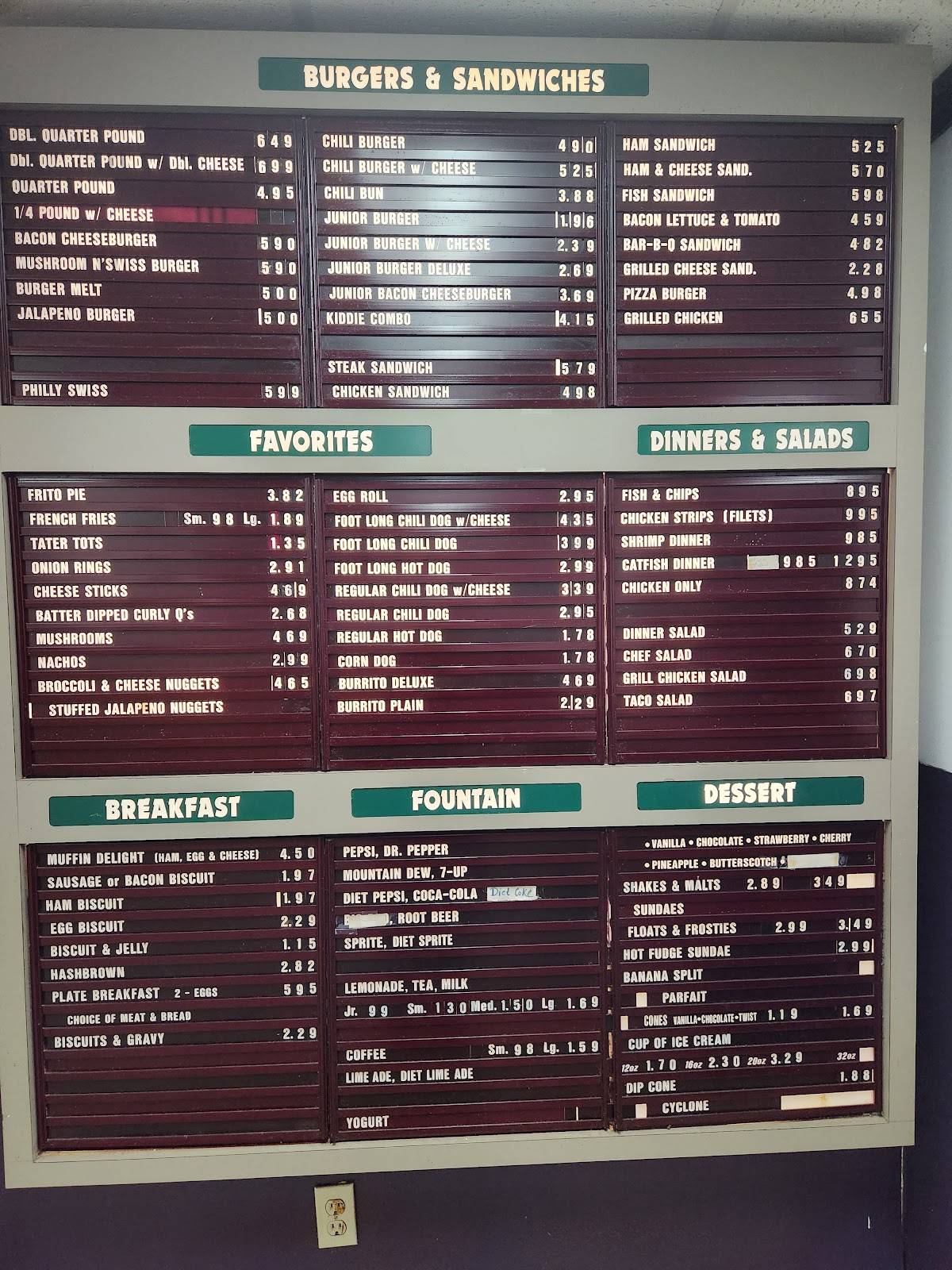 Menu at Dari-Delite fast food, Ozark