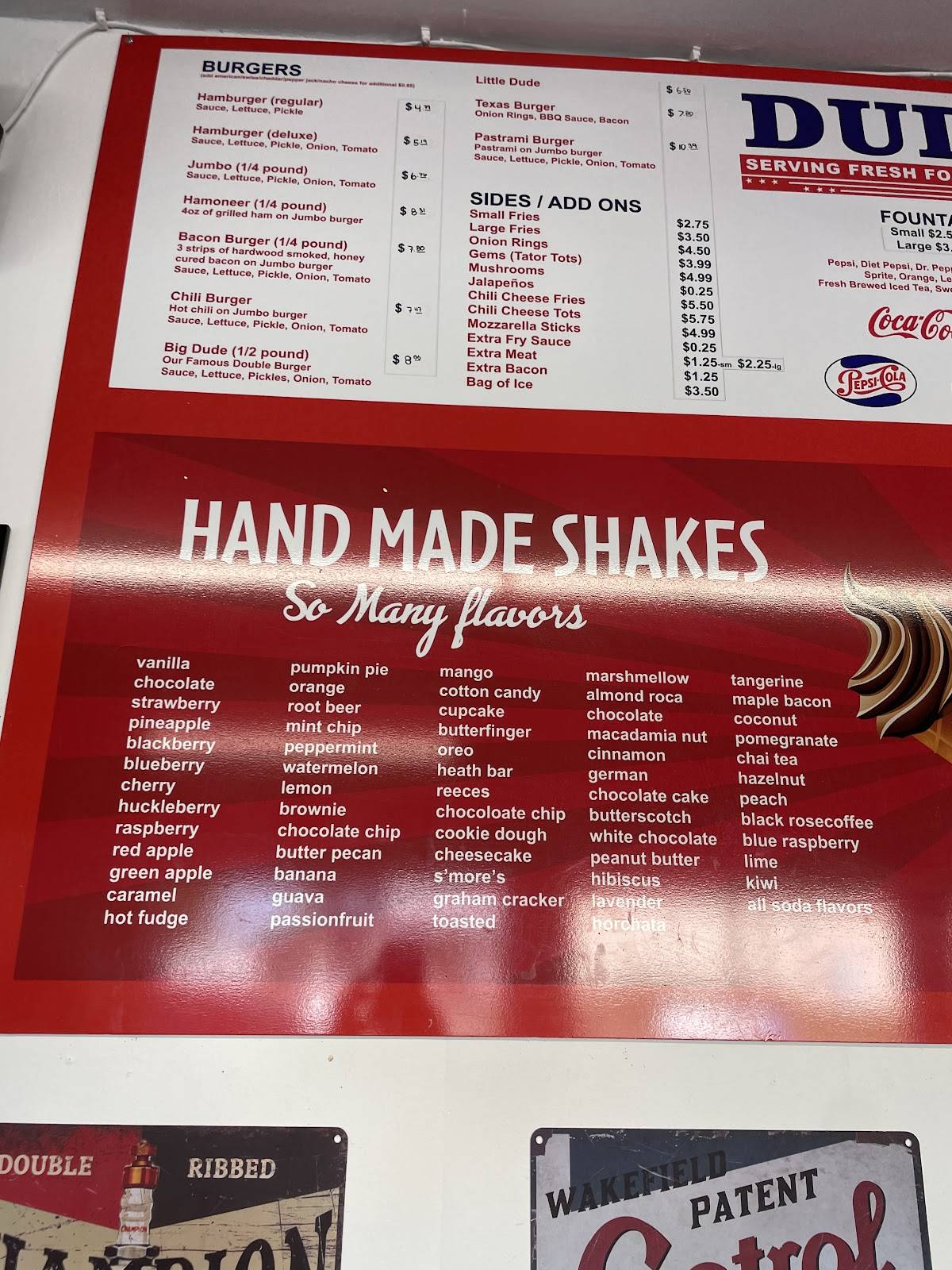 Menu at Dude's Drive Inn fast food, Redding