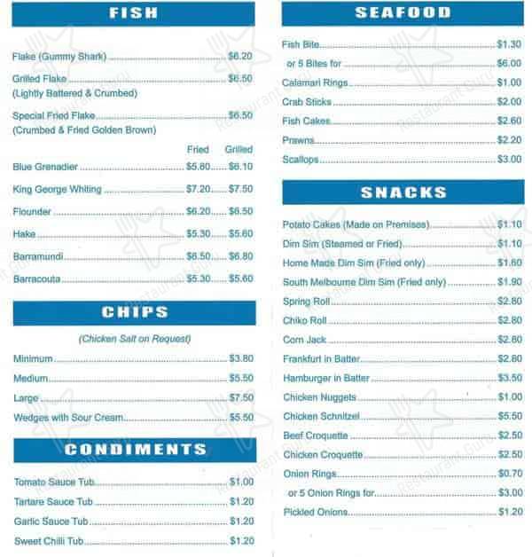 Menu at Fab Fish fast food, Berwick