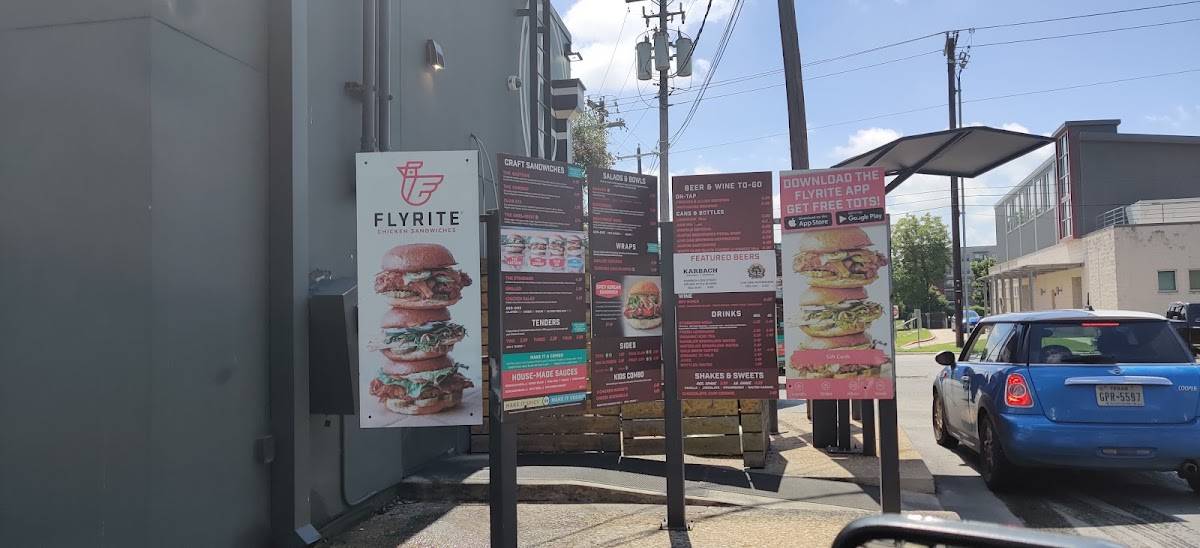 Menu at Flyrite Chicken Sandwiches fast food, Austin, E 7th St