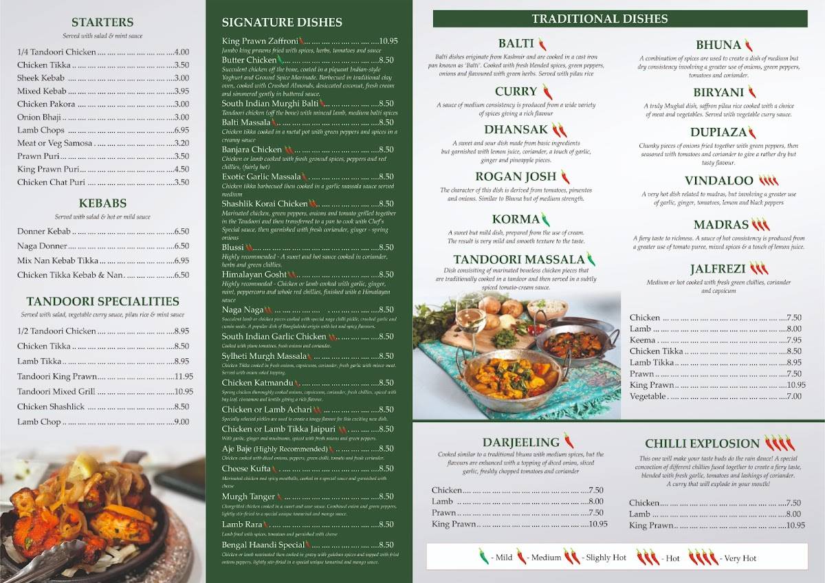 Menu at Gulshan Indian Takeaway fast food, Skipton