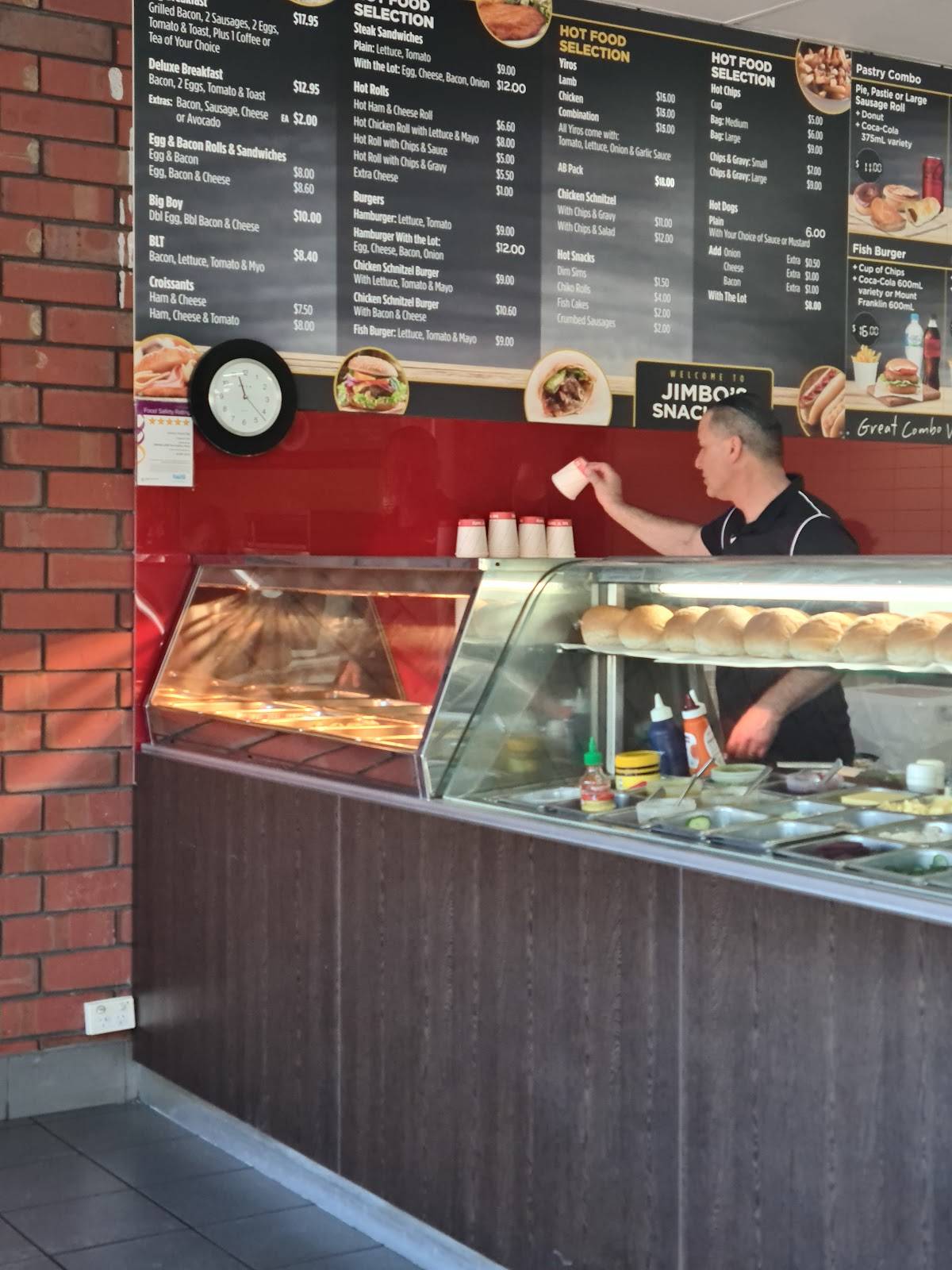 Menu at Jimbo's Snack Bar, Regency Park
