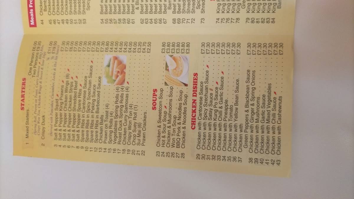 Menu at Ming Wah Fish Bar, Rhyl