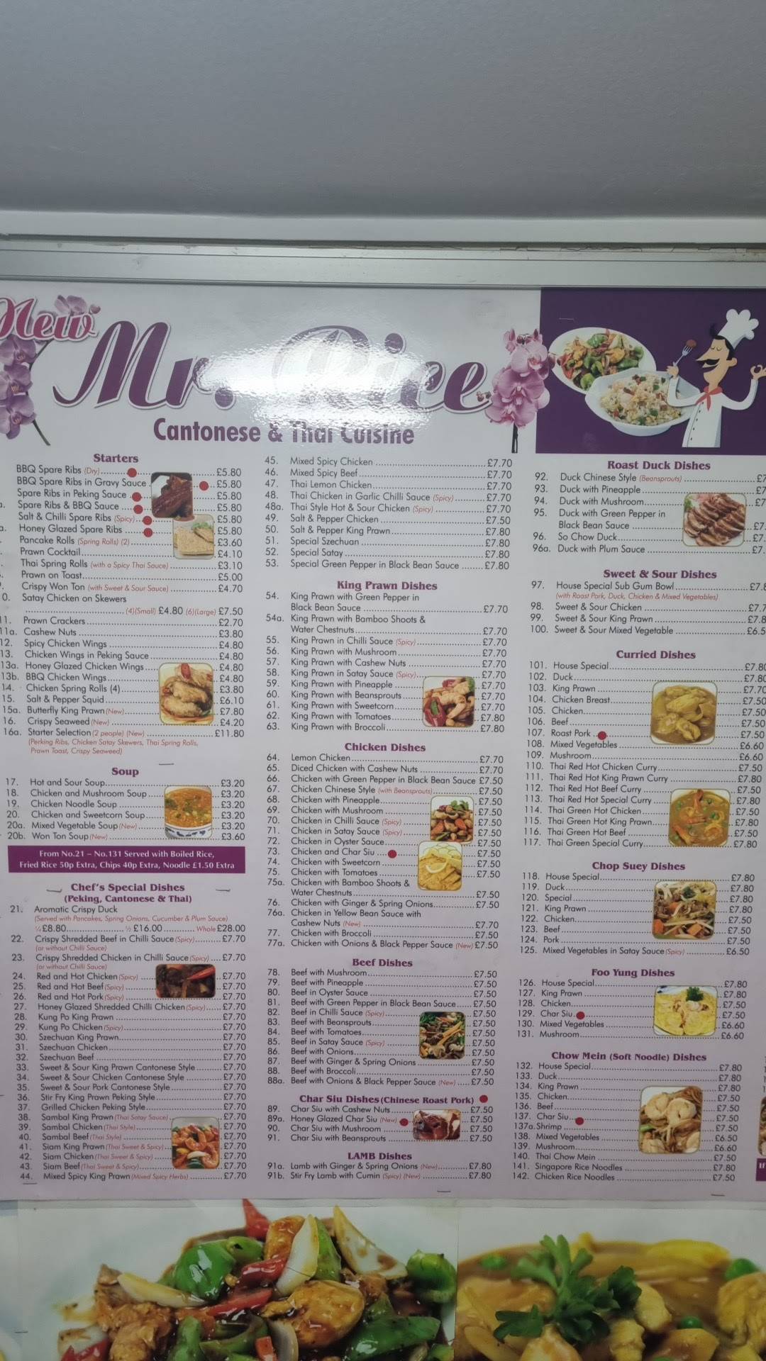 Menu at Mr Rice fast food, Inverness