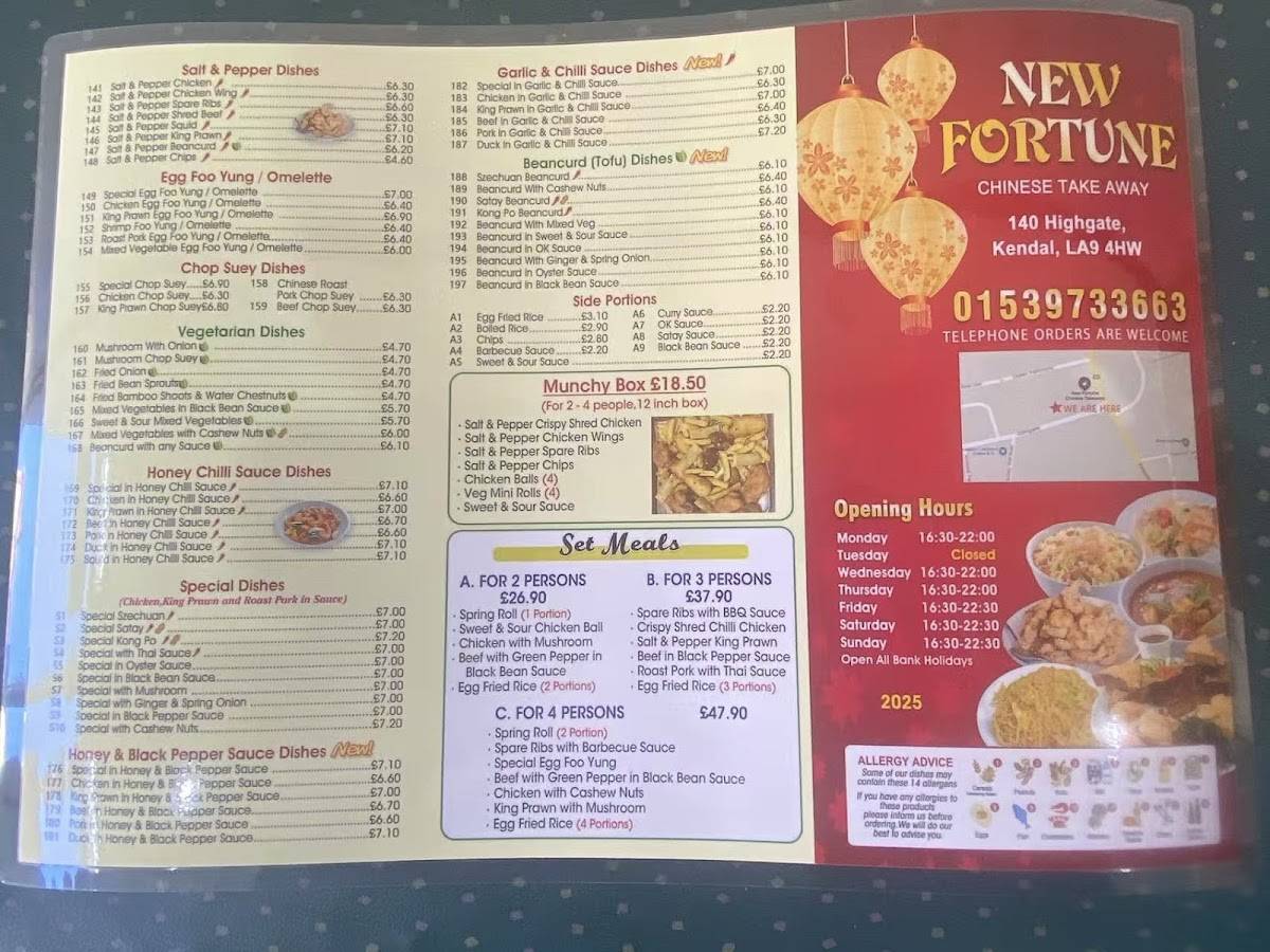 Menu at New Fortune Chinese Takeaway fast food, Kendal