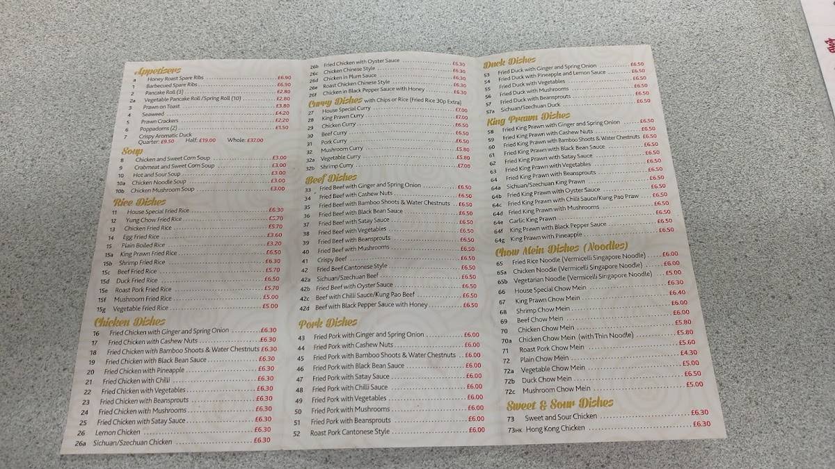 Menu at Opium Den Cantonese Takeaway fast food, Swansea, 4 Dillwyn Rd
