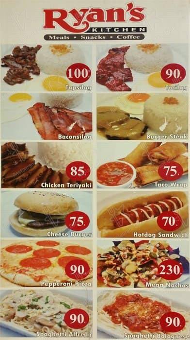 Menu at Ryan's Kitchen fast food, Quezon City, Annapolis Street