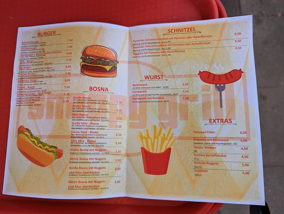 Speisekarte von Snoopy Grill fast Food, Rum