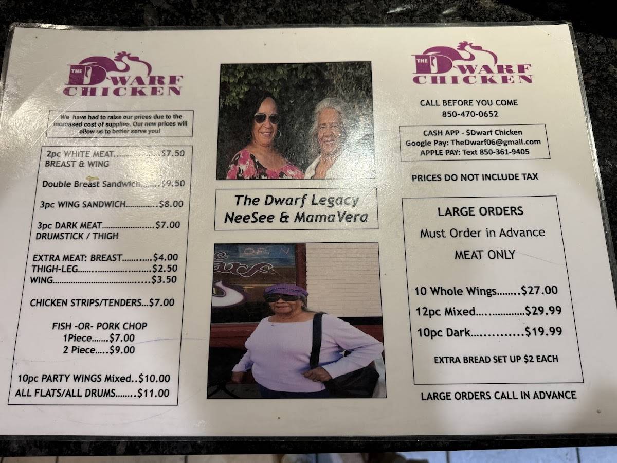 Menu at The Dwarf Chicken Stand fast food, Pensacola