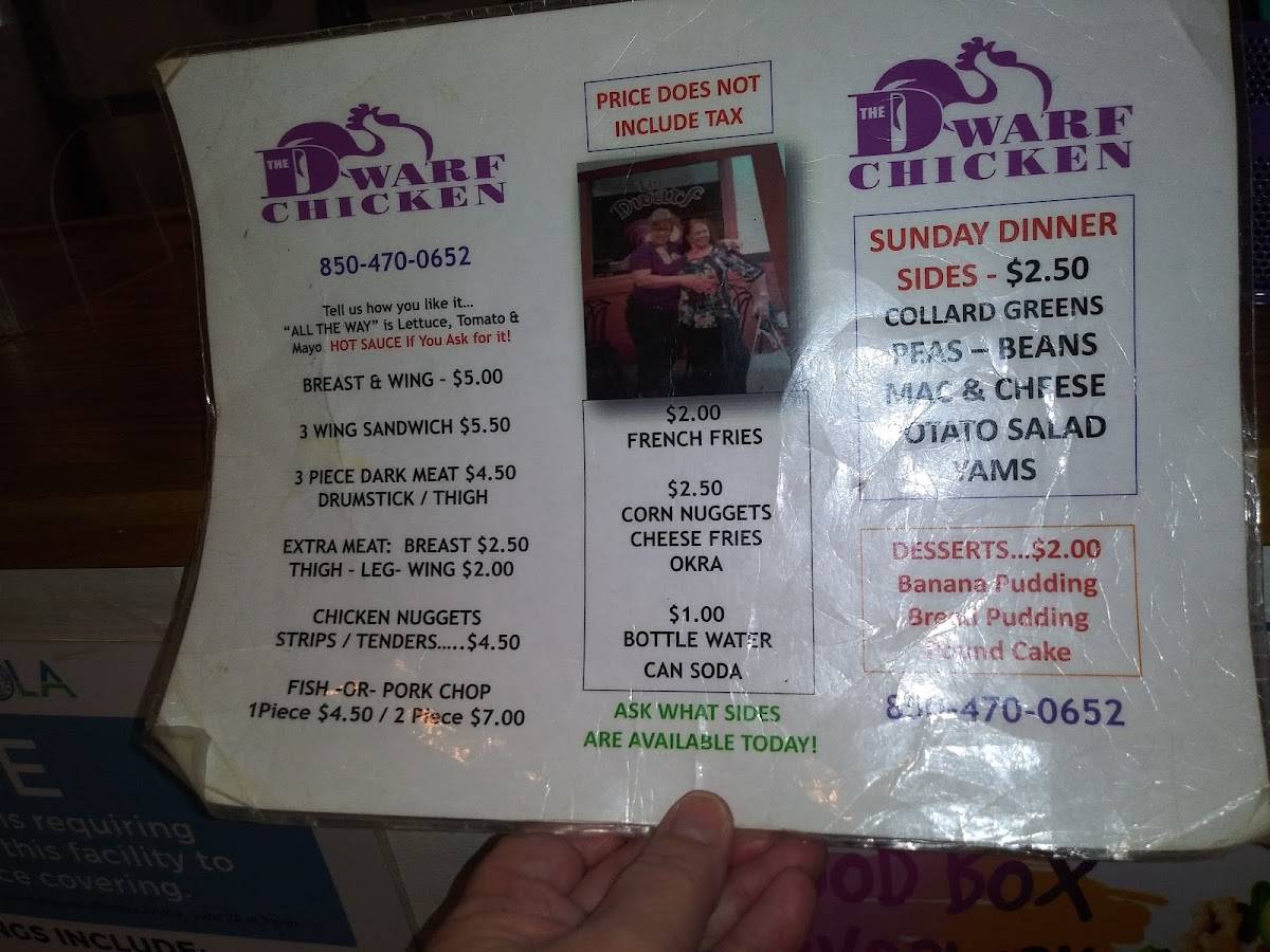 Menu at The Dwarf Chicken Stand fast food, Pensacola
