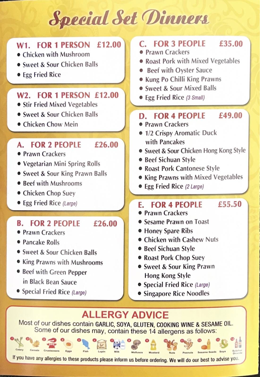 Menu at Wong's Chinese Take Away fast food, Salisbury