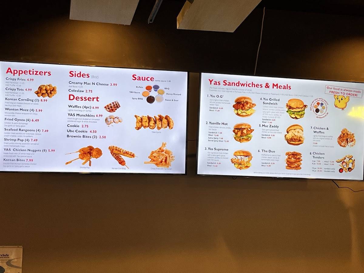 Menu at Yas Chicken fast food, Burlington