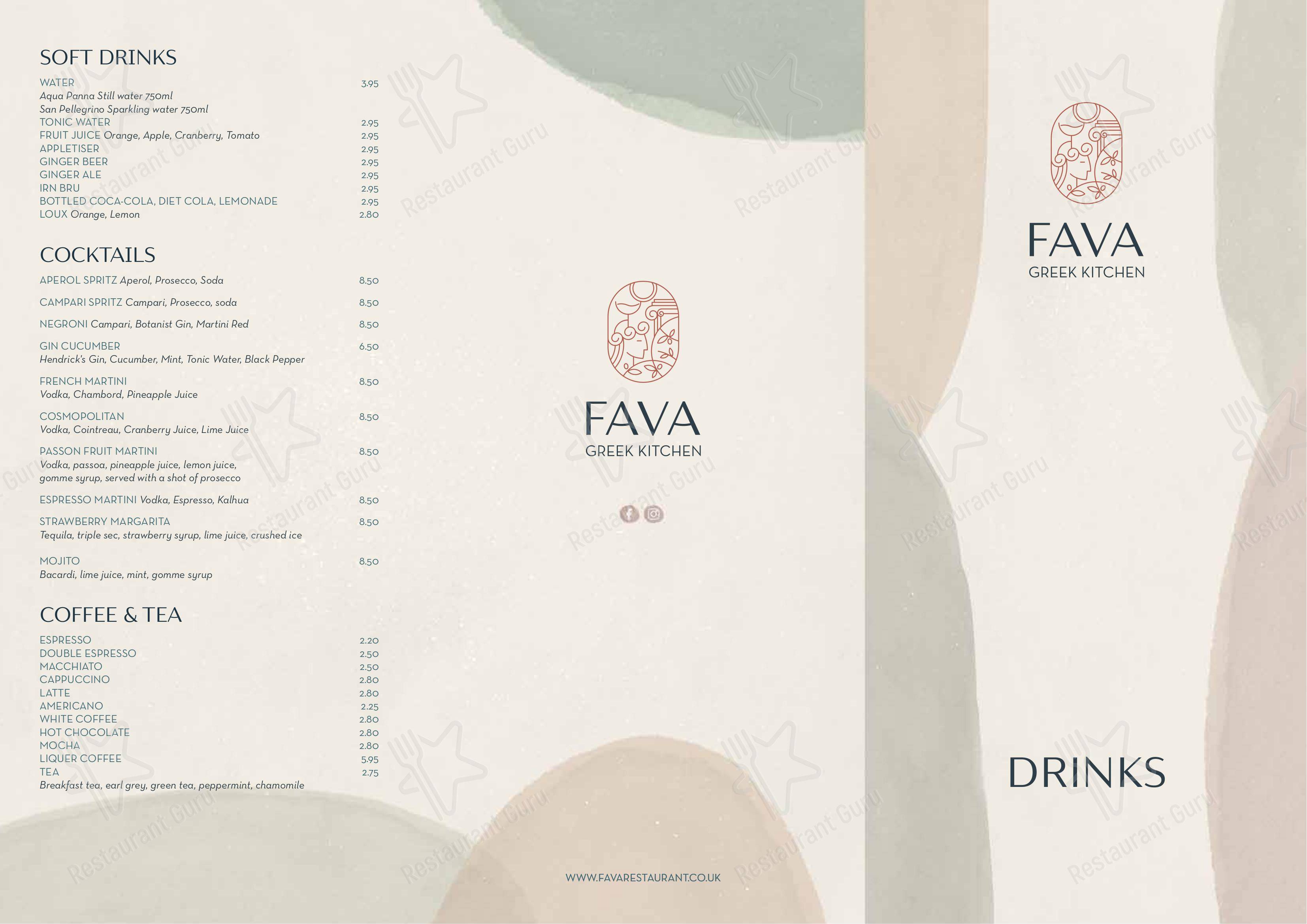 Menu at Fava Restaurant - Greek Kitchen, Edinburgh