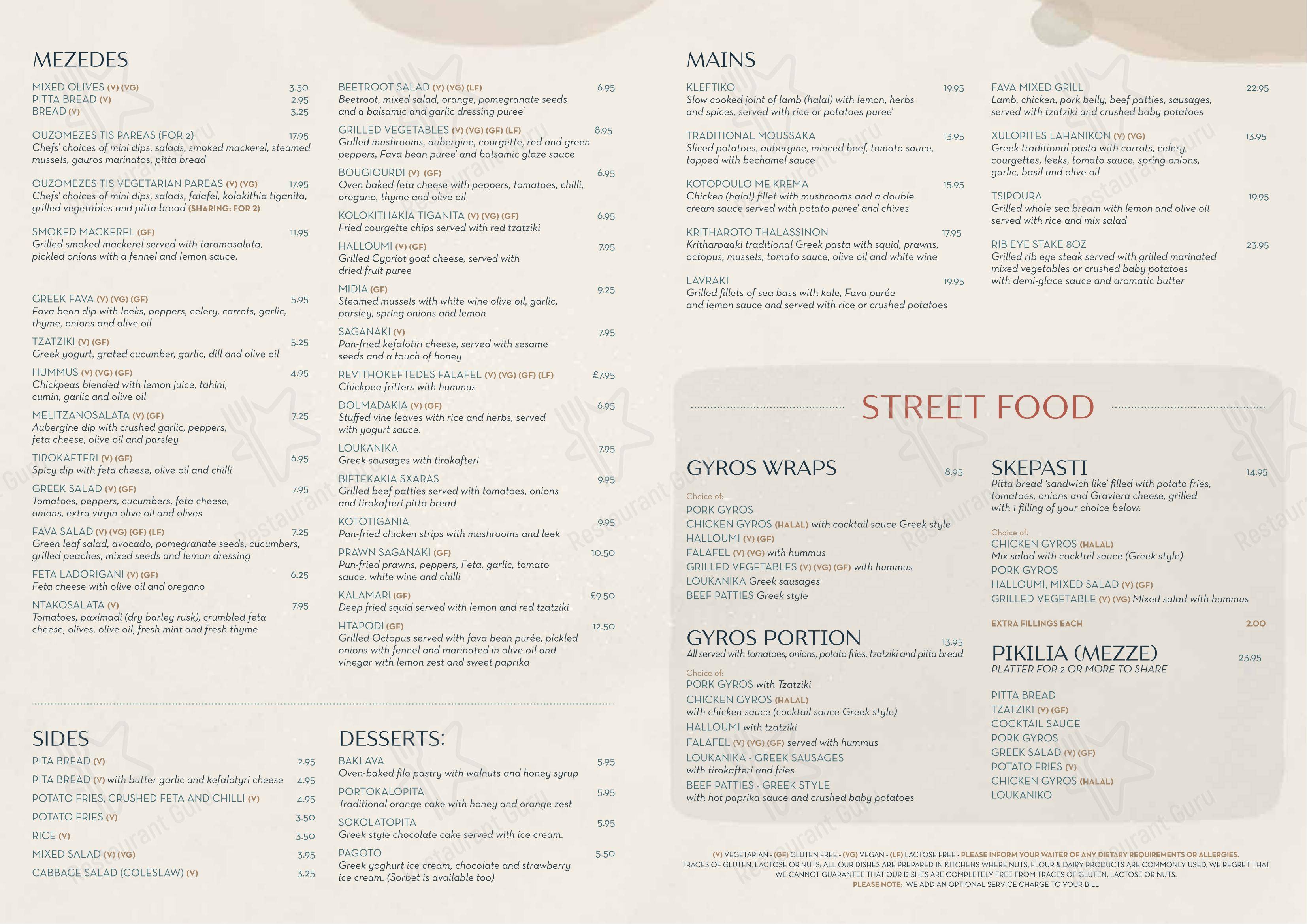 Menu at Fava Restaurant - Greek Kitchen, Edinburgh
