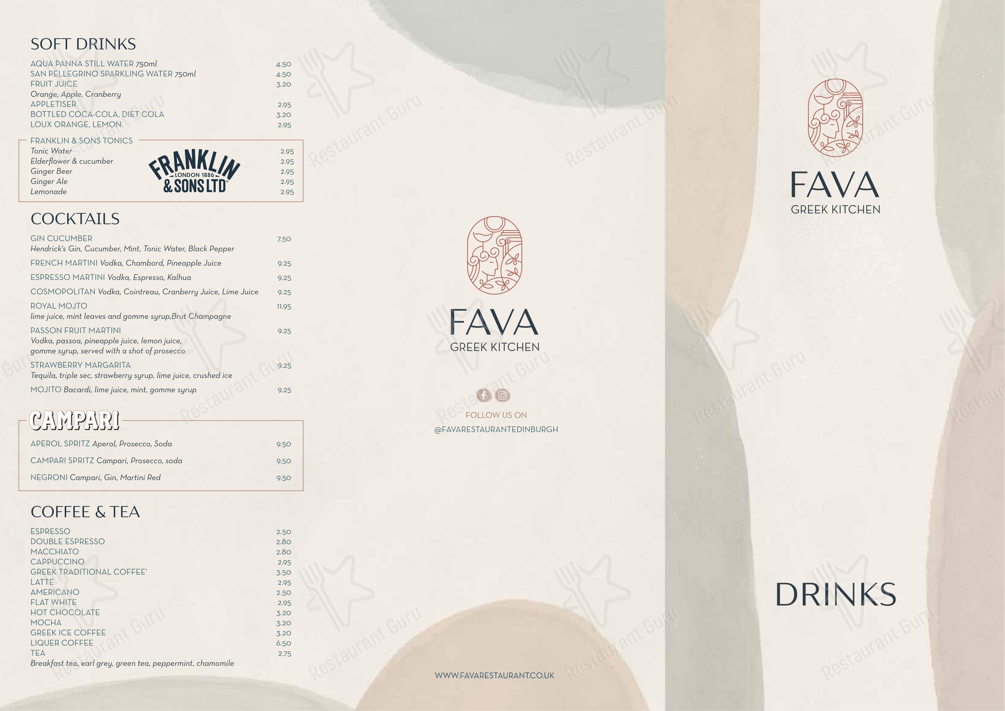 Menu at Fava Restaurant - Greek Kitchen, Edinburgh