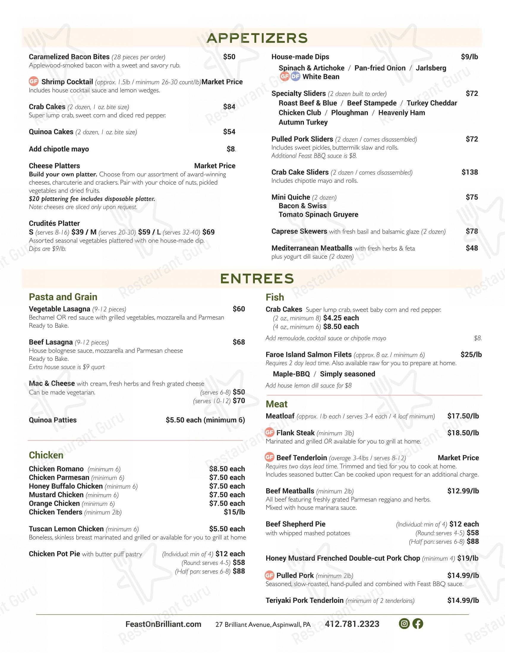 Menu at Feast Gourmet Market and Eatery restaurant, Aspinwall