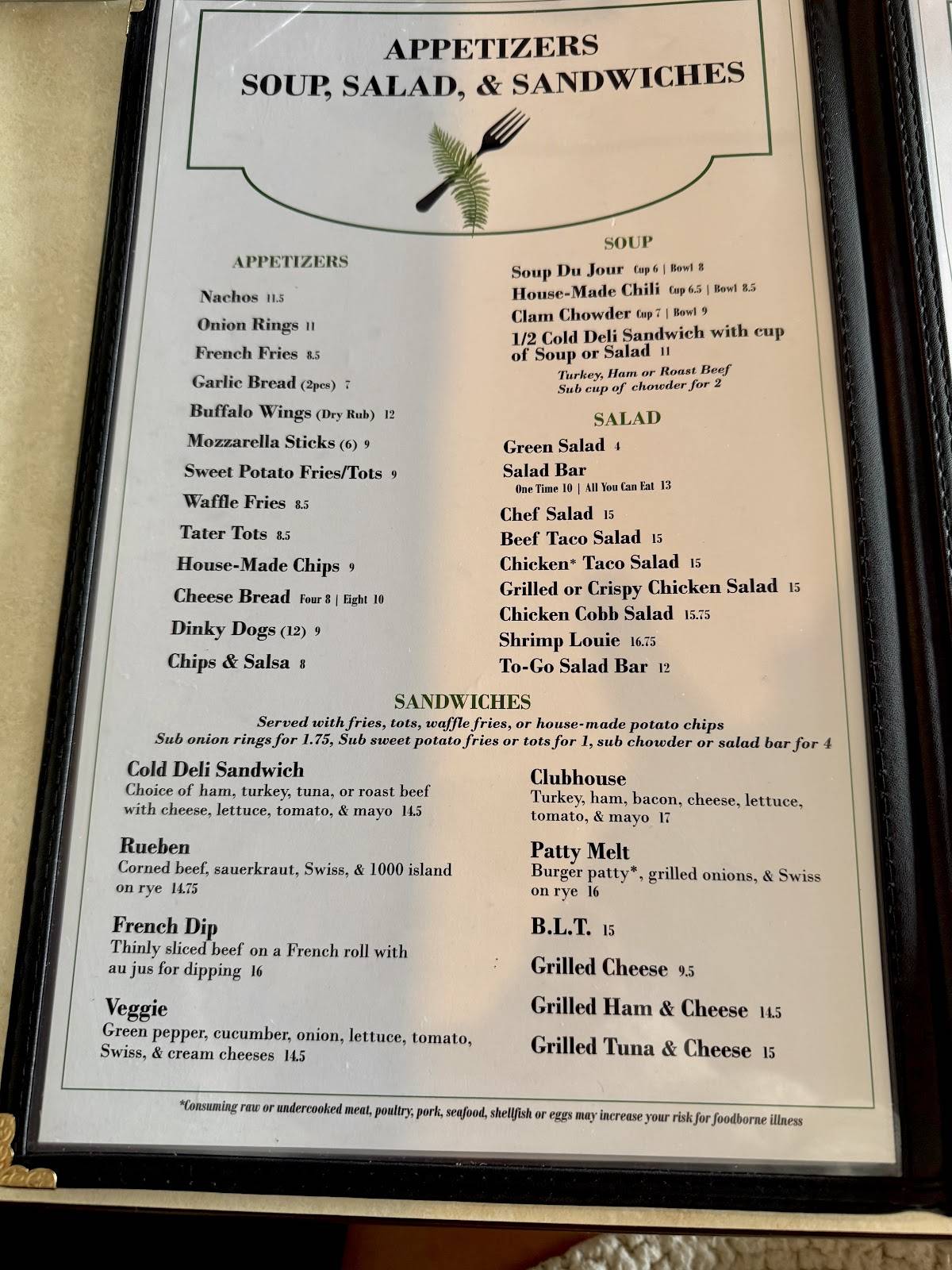 Menu at Fern Restaurant & Lounge, Tillamook