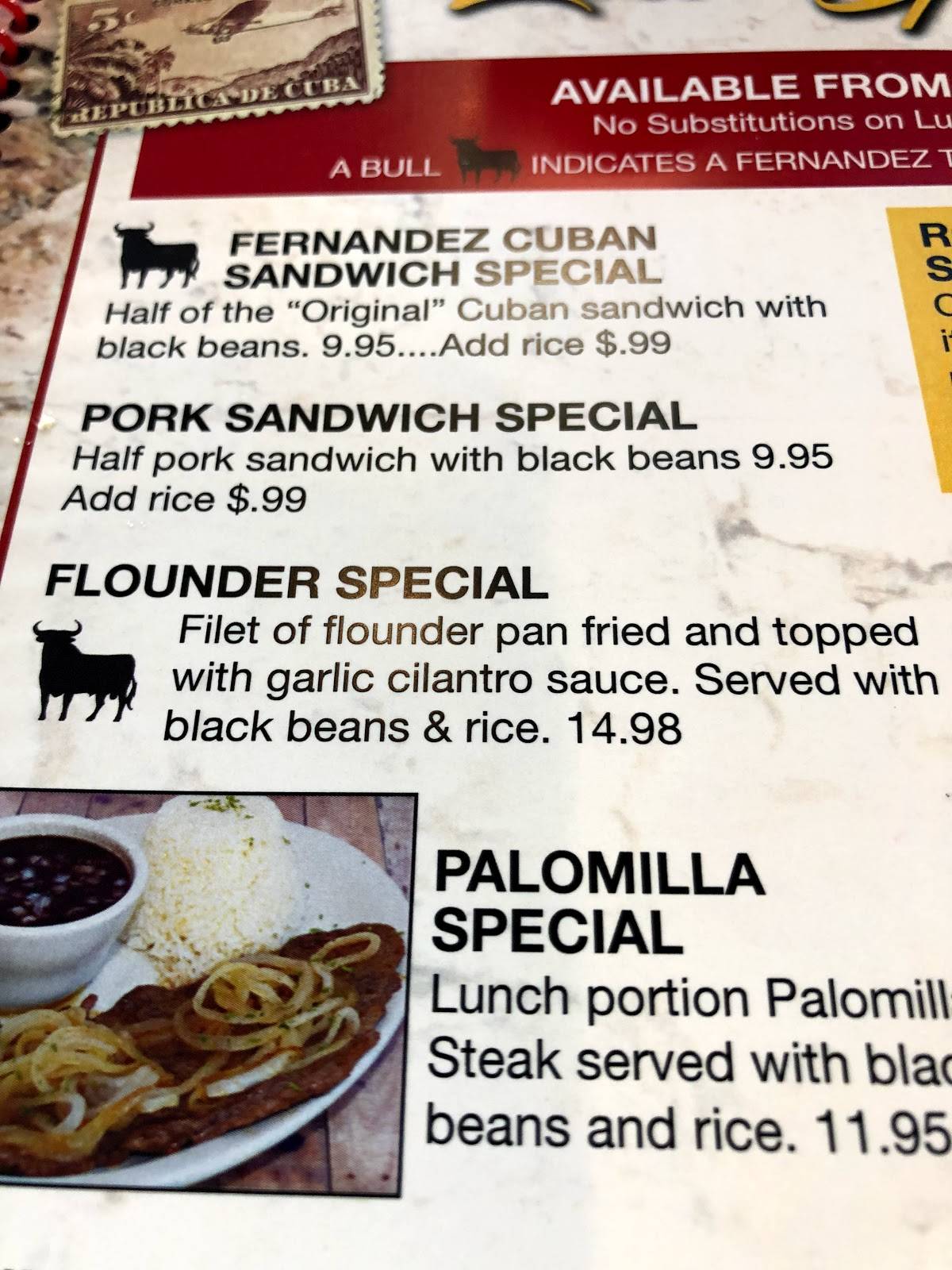 Menu at Fernandez the Bull Cuban Cafe & Bar - Midtown, Naples, Pine ...