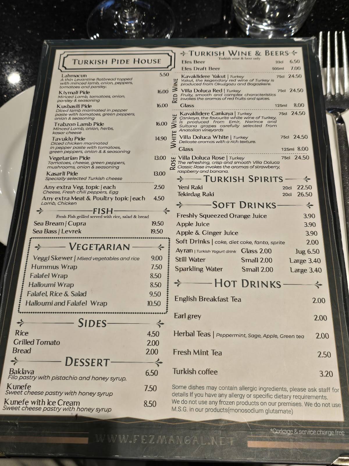 Menu at Fez Mangal Ladbroke Grove restaurant, London