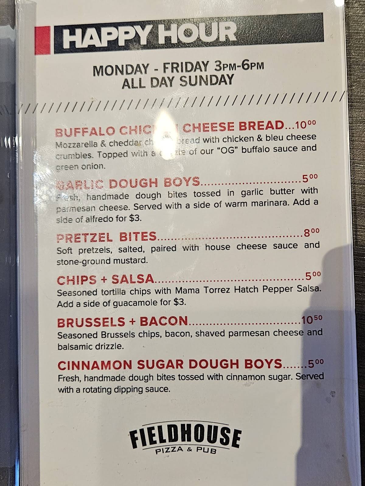 Menu at Fieldhouse Pizza & Pub - Liberty Lake, Liberty Lake