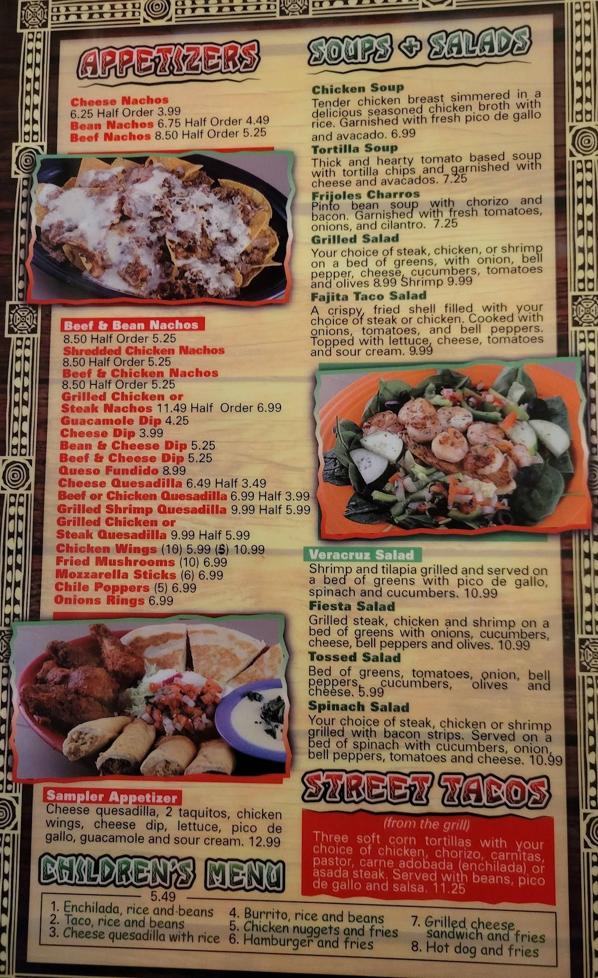 Menu at Fiesta Veracruz Mexican Restaurant, Wilmington
