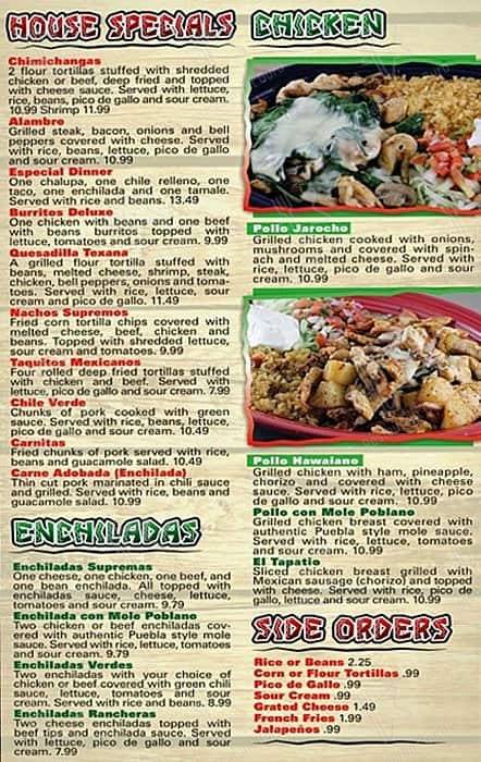 Menu at Fiesta Veracruz Mexican Restaurant, Wilmington