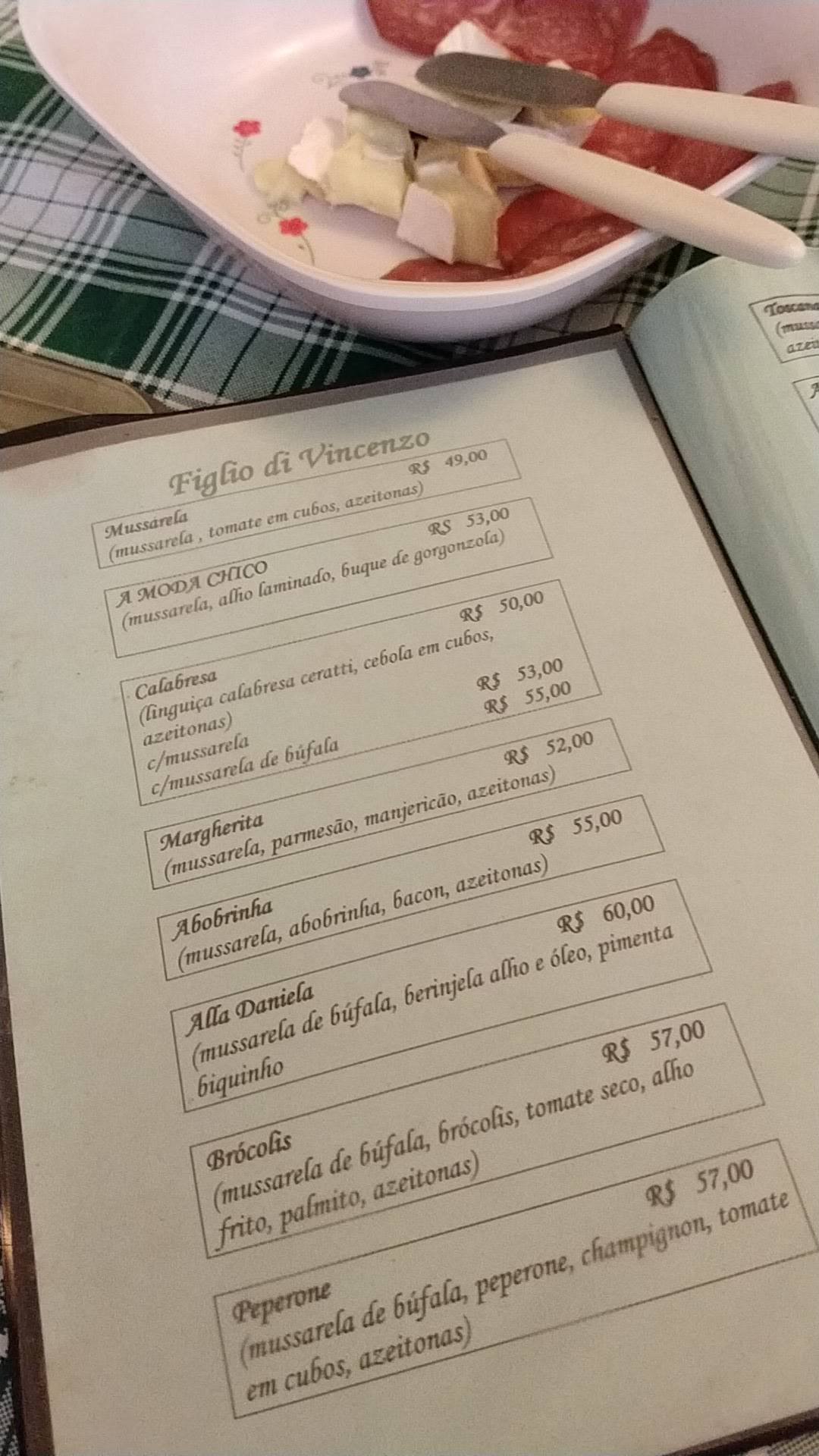 Menu at Figlio di Vincenzo restaurant, Peruíbe