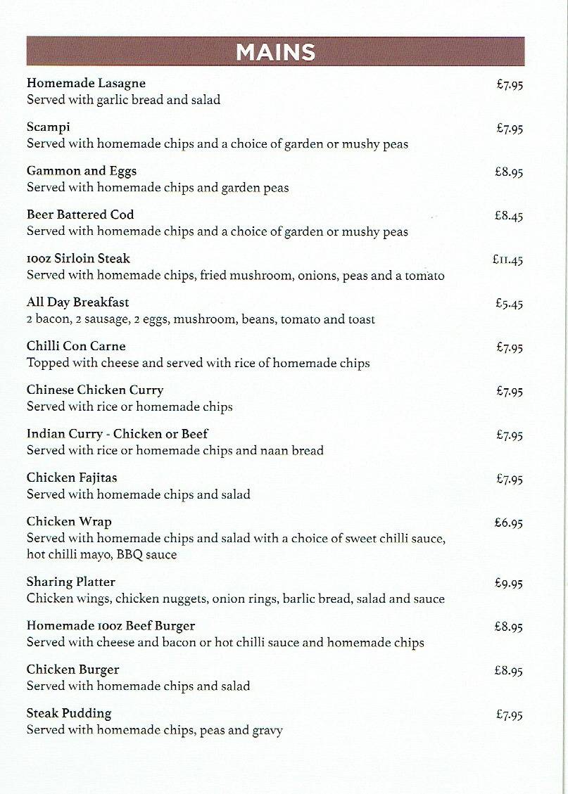 Menu at Finger Post Hotel pub & bar, Stockport